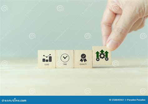 Project Management Triangle Time Quality Cost Concept Stock Image