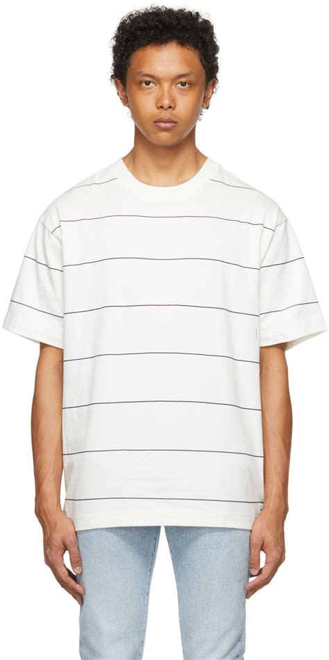 Levis Made And Crafted White And Navy Stripe Loose T Shirt Levis Made And
