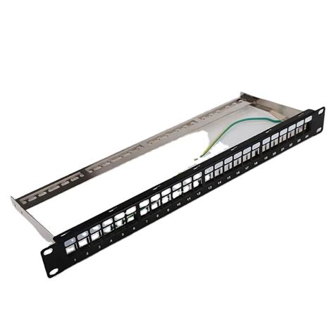 Patch Panel 24 Port Cat6a Cat7 Cat8 Stp 19 Inch With Removable Back Bar