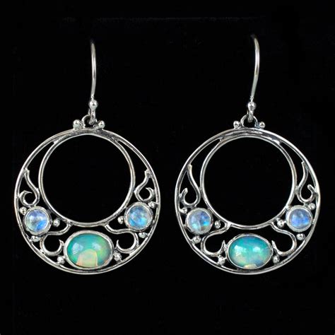 Silver And Gold Gemstone Earrings Bluemoonstone Creations