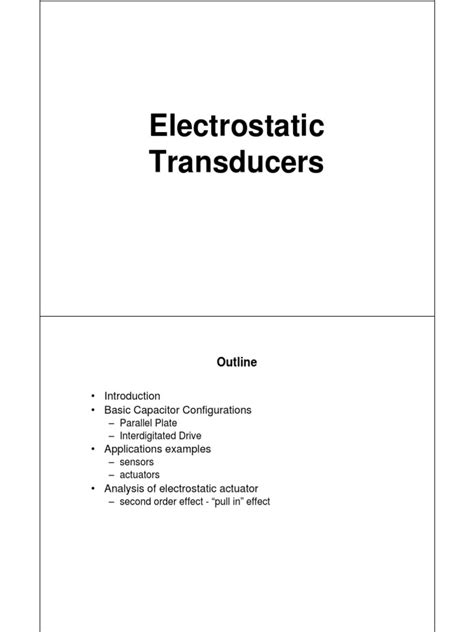 Electrostatic Transducers Pdf Permittivity Capacitor