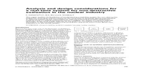 Analysis And Design Considerations For A Real Time System For Non