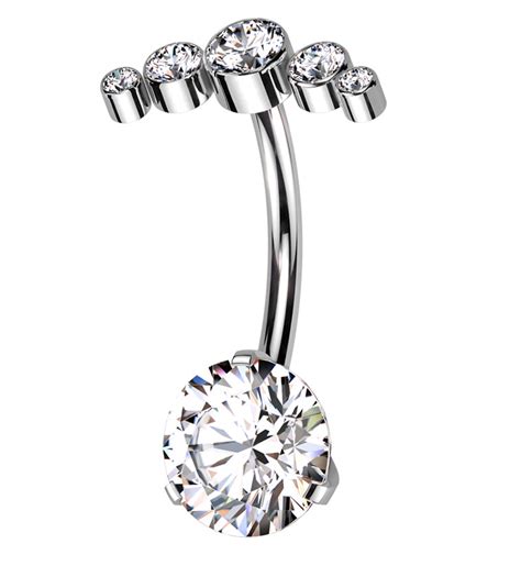 Arch Clear Cz Top Titanium Threadless Belly Button Ring