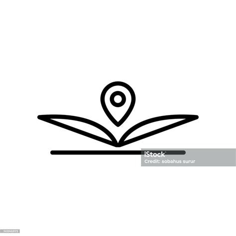 지도가 있는 책 줄 아이콘 그림을 엽니다 라이브러리 위치와 관련된 아이콘 그림입니다 간단한 벡터 디자인을 편집 할 수 있습니다 0명에 대한 스톡 벡터 아트 및 기타 이미지