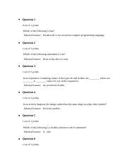 Quiz Docx Question Out Of Points Which Of The Following Is True Selected Answer