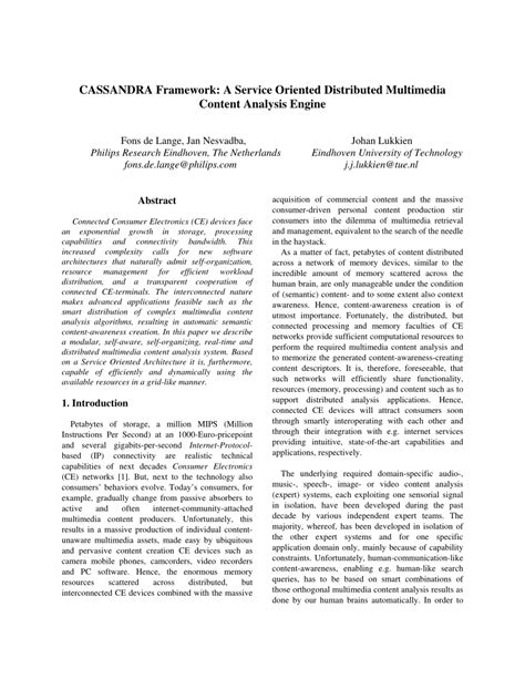 Pdf Cassandra Framework A Service Oriented Distributed Multimedia