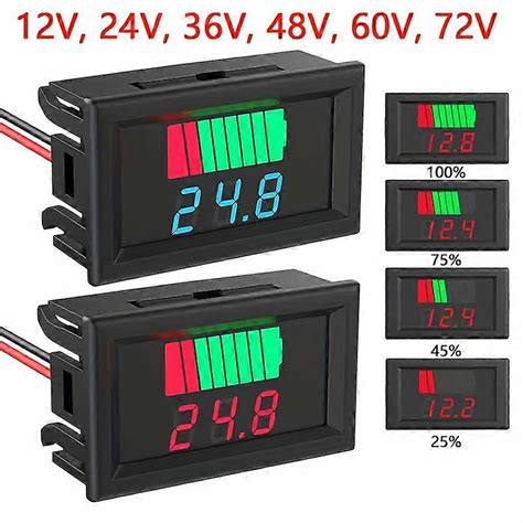 1pc Car Battery Charge Level Indicator 12v 24v 36v 48v 60v 72v Lithium