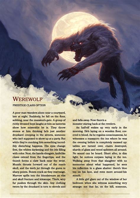 Dnd 5e Homebrew Werewolf Lycanthrope Werewolf Mythology