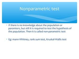 DIstinguish Between Parametric Vs Nonparametric Test PPT Science