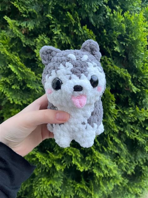 Crochet Husky Amigurumi Plushie T Idea Room Decor Handmade Cuddly