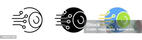 눈 설정 아이콘의 전선 전자 신경망 스토리지 Cpu 로봇 인공 지능 기술 개념입니다 선에 있는 벡터 아이콘 흰색 배경에 검은색과