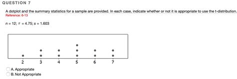 solved question 7 a dotplot and the summary statistics for a