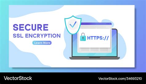 Secure Ssl Encription Banner Laptop With Opened Vector Image