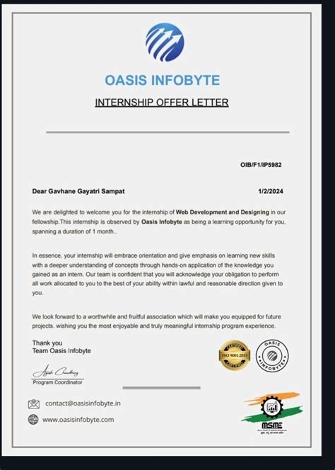 Gayatri Gavhane On Linkedin Internship Webdevelopment Designing Oasisinfobyte