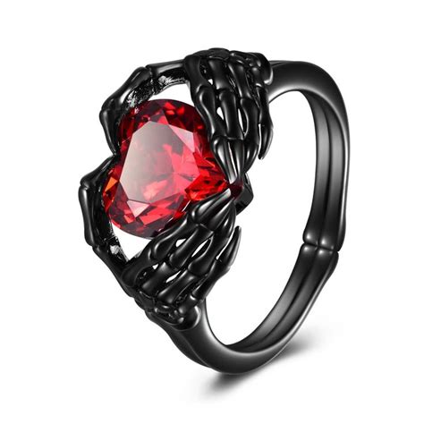 Tiger Rider Claddagh Ring Sterling Silver Skull Hand Heart Ruby Punk