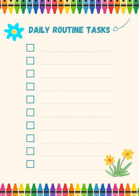 Daily Routine Chart Templates Printables Hub