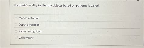 Solved The brain's ability to identify objects based on | Chegg.com