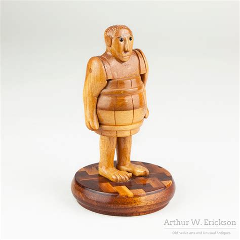 Folk Art Man In A Barrel By Howard Ortman