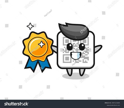 Qr Code Mascot Illustration Holding Golden Stock Vector Royalty Free 2047121864 Shutterstock