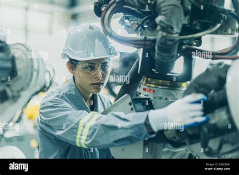 Engineer Working Machine Assembly In Advance Technology Robotic Factory