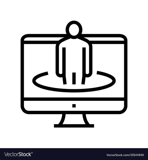 Human On Computer Screen Line Icon Royalty Free Vector Image