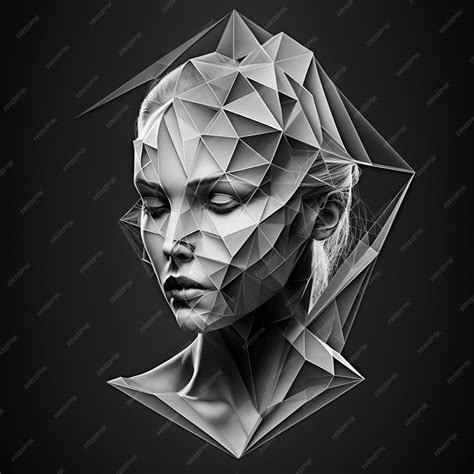 Premium Photo A Close Up Of A Womans Face With A Geometric Design Generative Ai