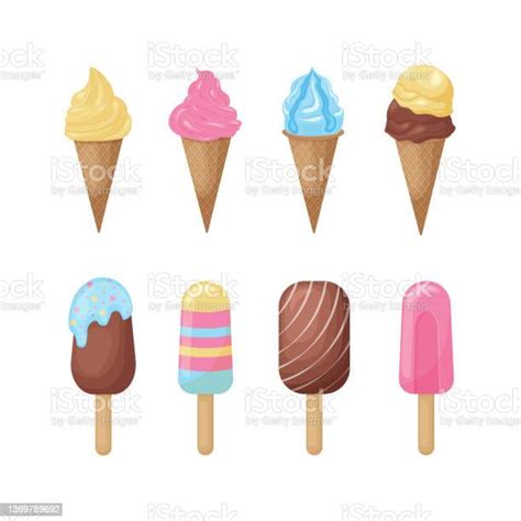 와플 컵과 아이스캔디에 아이스크림 다양한 아이스크림 세트 아이스크림의 큰 컬렉션 달콤한 차가운 디저트 벡터 일러스트 0명에 대한 스톡 벡터 아트 및 기타 이미지 Istock