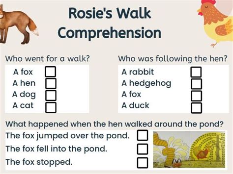 Ks1 Reading Comprehension Questions Rosies Walk Teaching Resources