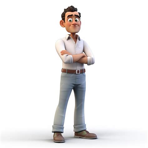 3d Render Cartoon Of Adult Figure On White Background Premium Ai