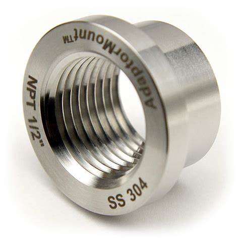 1 2 Npt Stainless Steel 304 Female Threaded Stepped Weld Bung Mounting Fitting