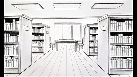How To Draw A Library In One Point Perspective Time Lapse Youtube