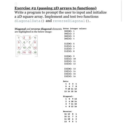 Solved Exercise 2 Passing 2 D Arrays To Functions Write