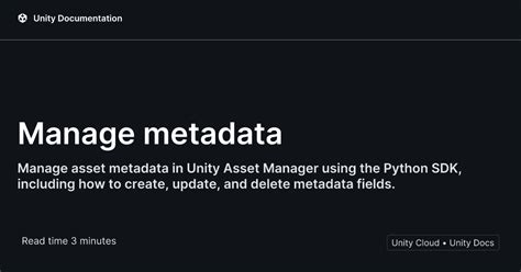 manage metadata unity cloud unity docs