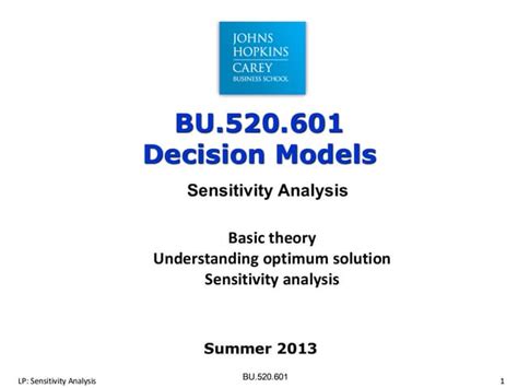 Decision Models Sensitivity Analysis 2013 Pdf