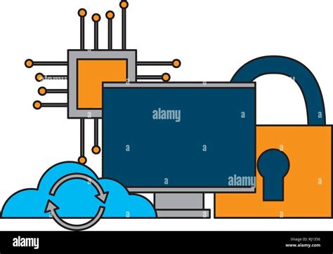 cloud computing monitor processor security stock vector image and art alamy