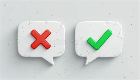 Checkmark And Cross Icons In Speech Bubbles For Correct Or Incorrect