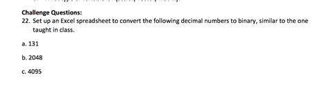 Challenge Questions 22 Set Up An Excel Spreadsheet Chegg Com