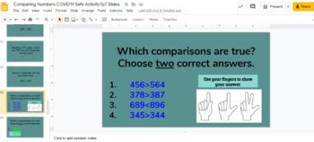 Compare Numbers Craft Slides Alligator Greater Less Equal Google COVID SAFE