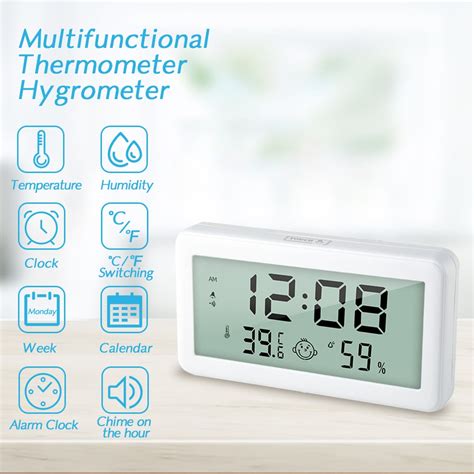 다기능 Lcd 디지털 시계 온도계 습도계 알람 시계 백라이트 습도 책상 테이블 시계 Aliexpress