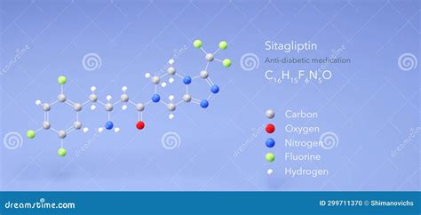 Sitagliptin Molecule Molecular Structures Anti Diabetic Medication 3d Model Structural