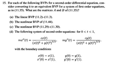 Solved 15 For Each Of The Following Bvps For A Second Order