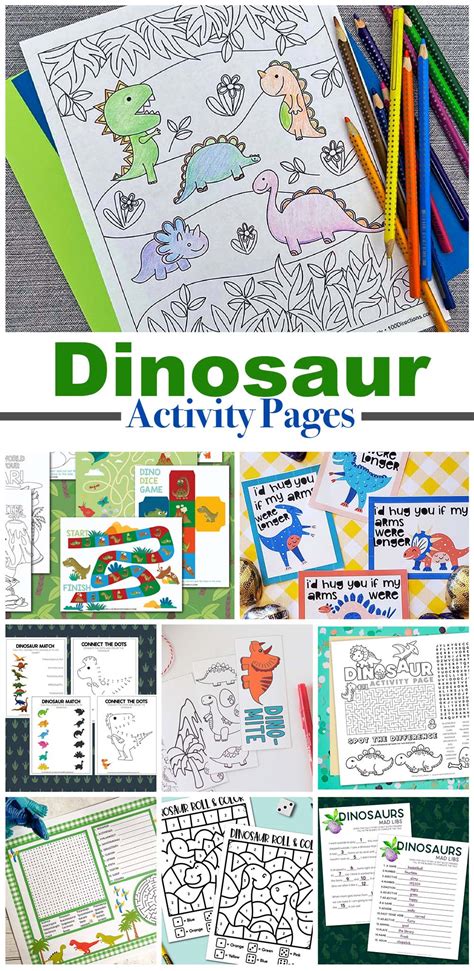 Dinosaur Printable Activity Sheets 100 Directions