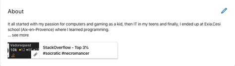 How Can I Insert My Stack Overflow Rating Into Linkedin Meta Stack