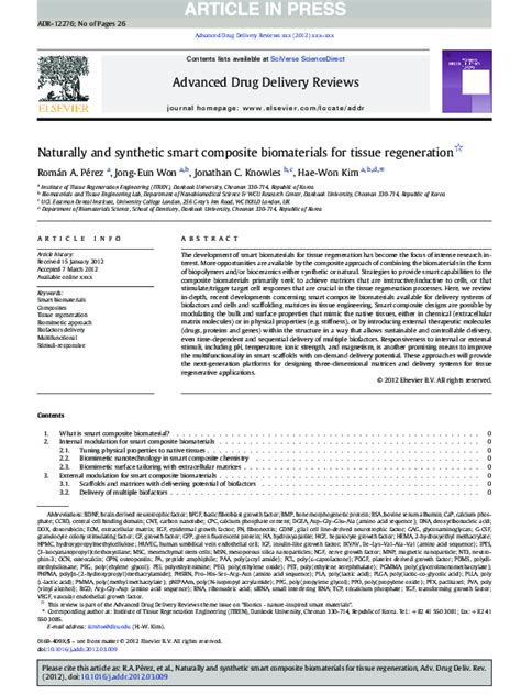 Pdf Naturally And Synthetic Smart Composite Biomaterials For Tissue Regeneration