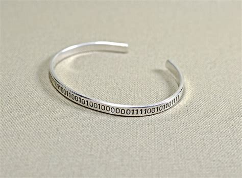 Sterling Silver Binary Code Cuff Bracelet With Custom Messages Etsy