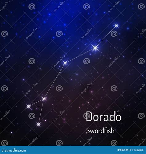 Dorado Constellation Bright Yellow Stars In The Night Sky A Cluster
