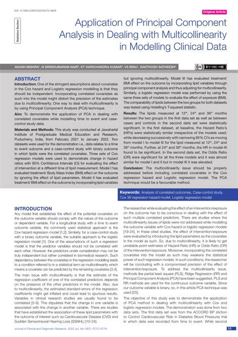 Pdf Application Of Principal Component Analysis In Dealing With Multicollinearity In Modelling