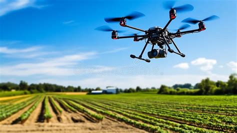 A Close Up Of A Drone Equipped With Agricultural Sensors Flying Over A Field Capturing Data For