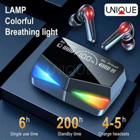 Jual Unique Tws Earphone Headset Bluetooth Mb M Gaming Wireless Earphone Dual Mode Bt V Led