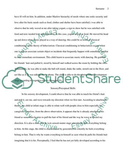 Observation Of Infant Essay Example Topics And Well Written Essays 500 Words